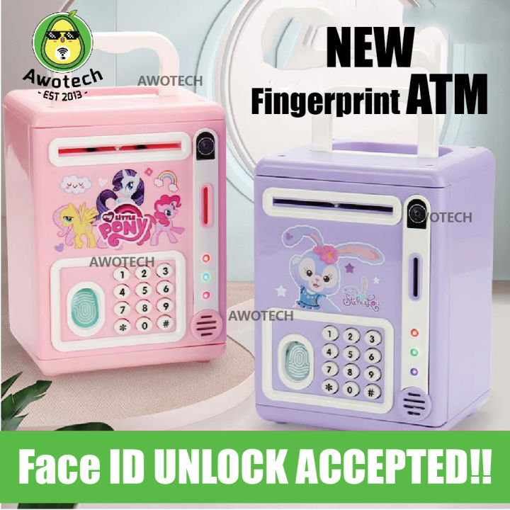Awotech New ATM Machine with Fingerprint Password Safe Box Money Bank ...