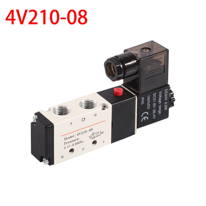 Pneumatic Electric Solenoid Valve 5 Way 2 Position Control Air Gas Magnetic Valve 4V210-08 12V ...