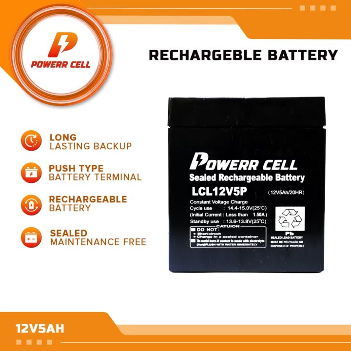 12V 5AH/20HR Sealed Rechargeable Battery 12 Volts 5 Ampere Hour | Lazada PH