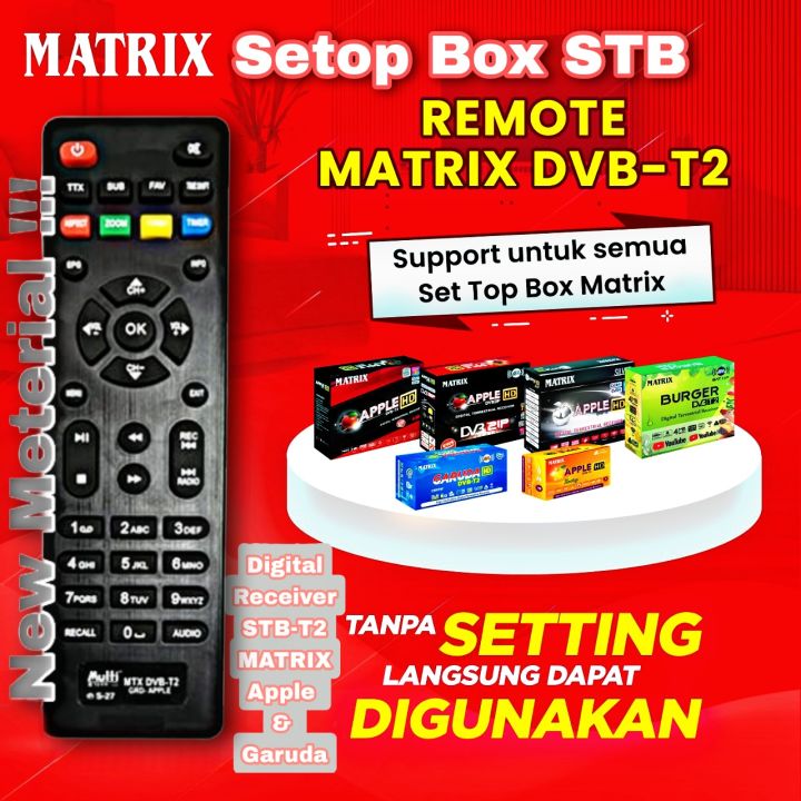 Remote STB Setopbox DVB-T2 S27 Matrix Apple Matrix Garuda Remot TANPA program | Lazada Indonesia