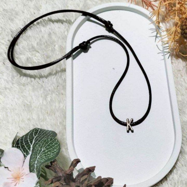 Kalung Tali Hitam custom inisial bronze untuk laki-laki dan perempuan ...