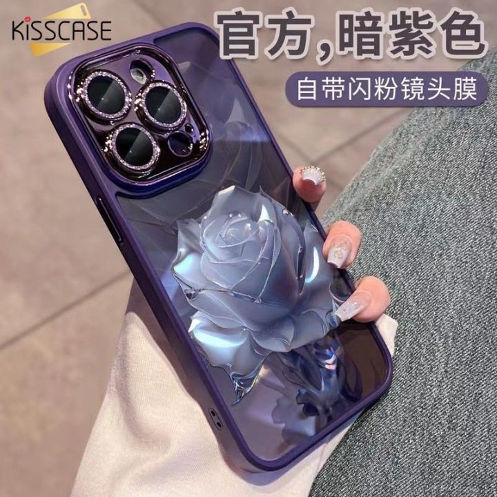 KISSCASE Crystal White Rose Clear Acrylic Painted Case For iPhone 15 ...
