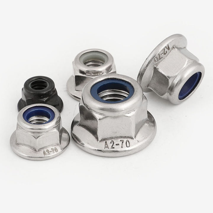 304 Stainless Steel Flange Nylon Lock Nut Self-Locking Nut Nylon Cap ...