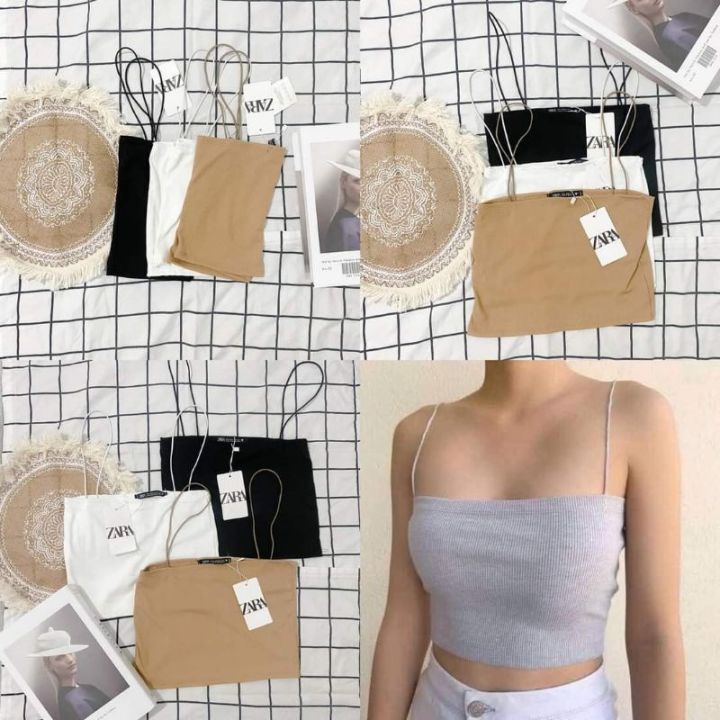 ZARA STRAPPY STRING CAMI BANDEAU KNITTED TRENDY CROP TOP | Lazada PH
