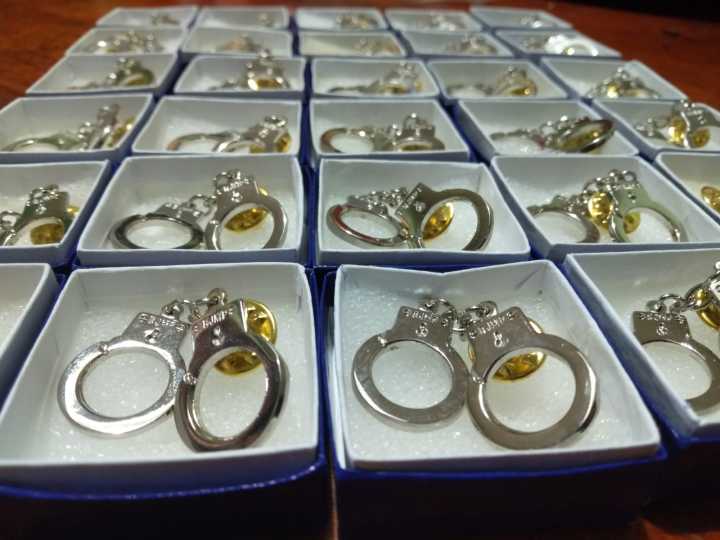 B J M P silver handcuff pin GOA pins lapel pins | Lazada PH