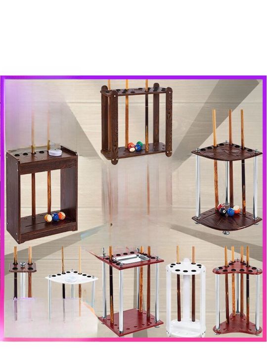 Wooden Billiard Cue Stick Holder Stand Floor-Mounted Multi-Hole Table ...