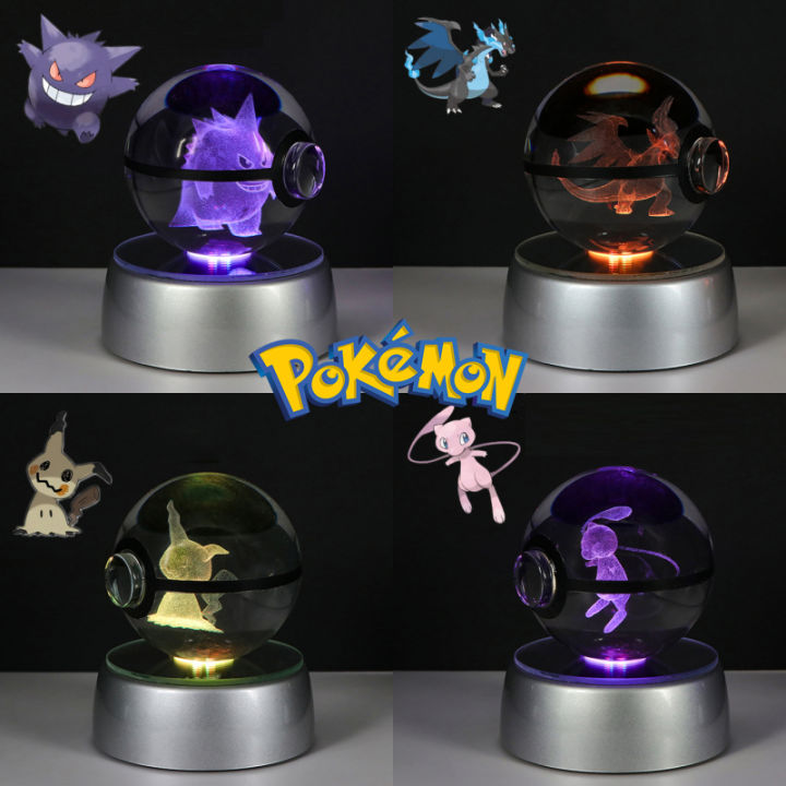 Pokemon 3D Crystal Poke Ball Figure Toys Anime Gengar Mimikyu ...