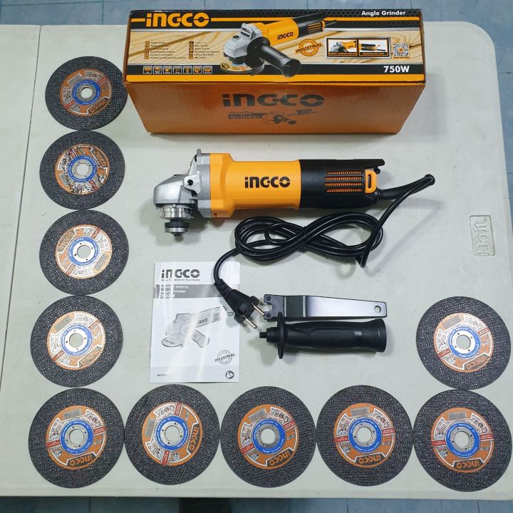 INGCO ANGLE GRINDER ( 100% ORIGINAL!!) 750wats free 10pcs cutting disk ...