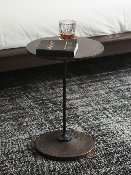 Nordic Expression Series Wooden Oak Iron Art round Simple Coffee Table ...
