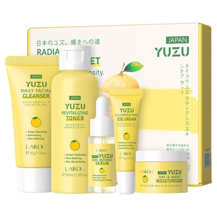 LAIKOU Japan Yuzu 5-Piece Skincare Set - Brightening, Hydration ...