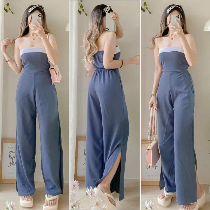 KIMMY TUBE JUMPSUIT WITH SIDE SLIT FOR WOMENS | Lazada PH