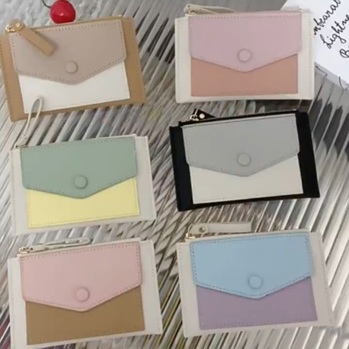 Hot Women's Short Macaron Color Matching Wallet Simple Multi Card ...
