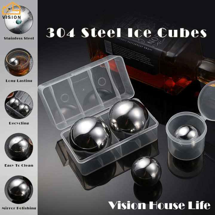 Vision 304 Stainless Steel Ice Sphere Metal Ice Cubes Reusable Beverage ...