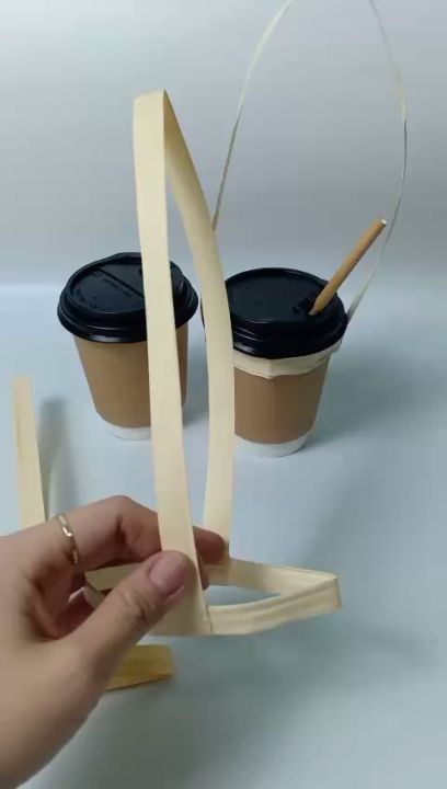100 quai xách ly giấy, quai ly lá cây túi chữ T đựng cafe bằng giấy ...