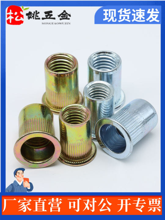 Galvanized Iron Flat Head Pull Stud Rivet Nuts M3-M12 Vertical Stripe ...
