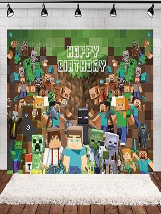 Minecraft Balloon Game Pixel World Birthday Party Cartoon Decorations ...