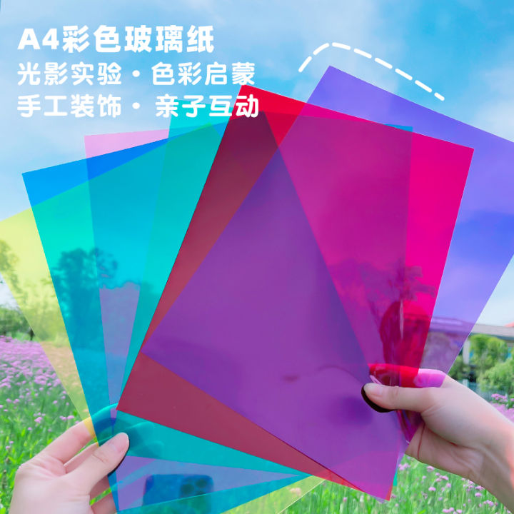 Color Glass Paper Kindergarten Transparent Kids Handmade Plastic Three ...