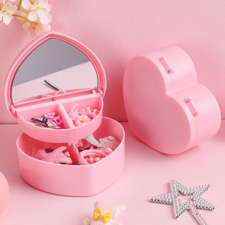Pink Girl Heart Storage Box Jewelry Desktop Jewelry Box Girl Sakura ...