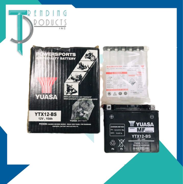 Yuasa Motorcycel Battery, Yuasa YTX12-BS, 12V. 10Ah, Made in Indonesia ...