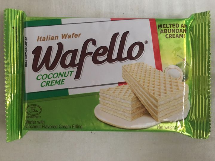 Wafello italian wafer coconut creme 48g Wafer with coconut flavored ...