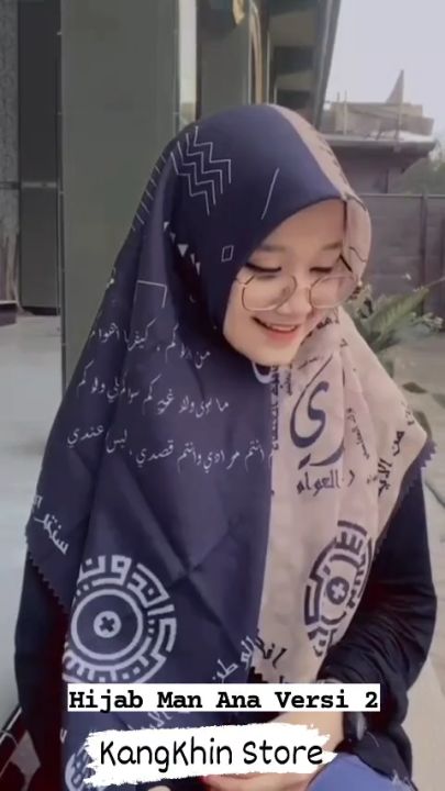 Hijab Kerudung Arab Semboyan Santri Indonesia Pondok Tulisan Arabic Motif Hijabku mahkotaku Ya ...