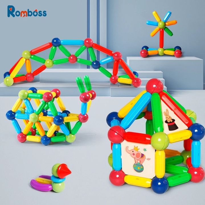 Romboss 26/48/78/101/136pcs Magnetic Constructor Blocks Set Building Block Game Big Size DIY ...