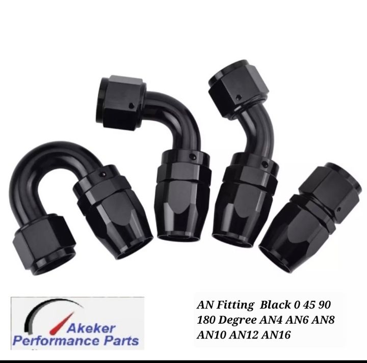 AK72 AN Fitting Black 0 45 90 180 Degree AN4 AN6 AN8 AN10 AN12 หัวฟิตติ้ง | Lazada.co.th