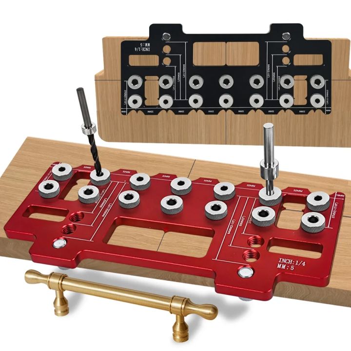 อลูมิเนียม Pocket Hole Jig Kit, 1 ชุด Handle Pitch Punch Hole Locator ...