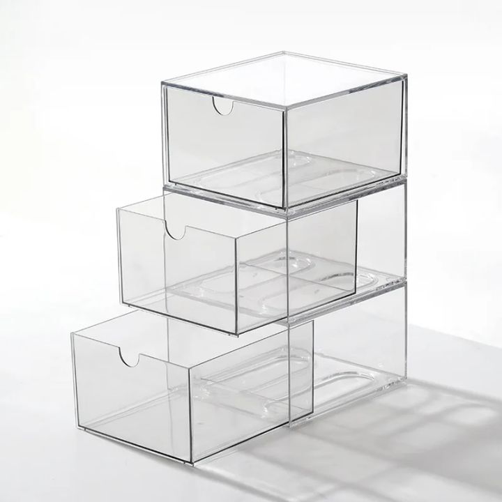 Transparent Acrylic Desktop Drawer Organizer Dustproof Stationery Box ...