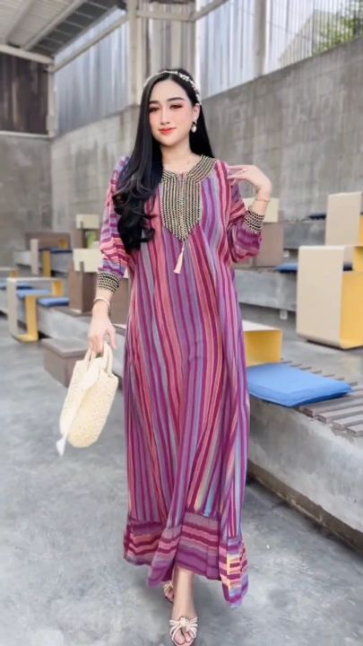 Gamis Salur Rayon Premium Dress Rainbow Pelangi Gamis Model Terbaru ...