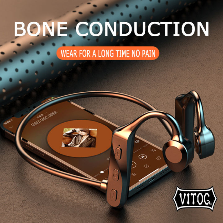 VITOG Bone Conduction หูฟังบลูทูธไร้สายกีฬาชุดหูฟังแฮนด์ฟรีลดเสียงรบกวน ...