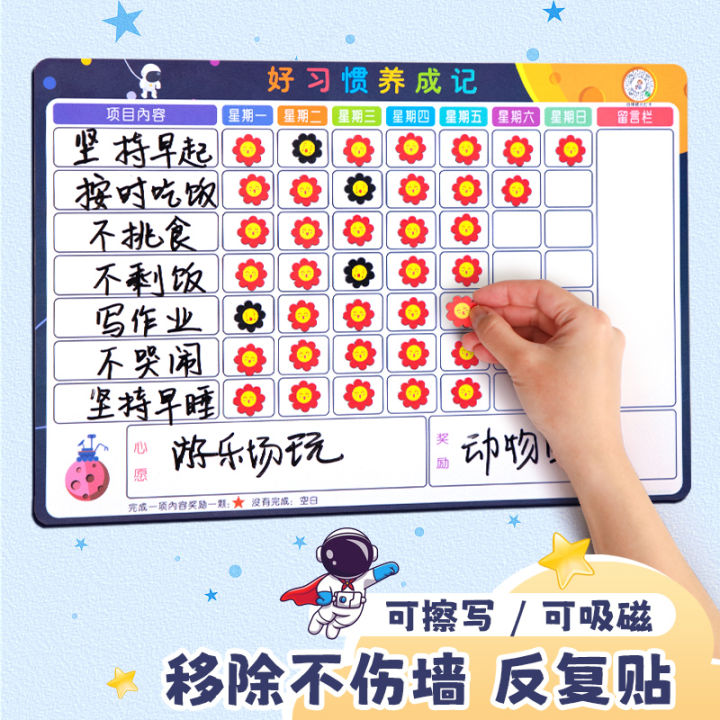 Children's Growth Reward Stickers Self-Discipline Chart Red Flower ...