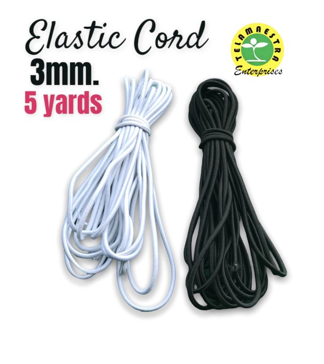 [Round] 3mm BLACK | WHITE Elastic Cord / Round String Garter (for ppes ...