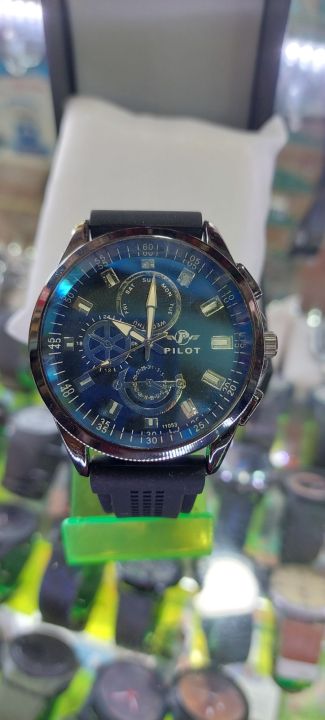 JAM TANGAN PRIA, JAM PILOT JAM ANALOG BAHAN TALI RUBBER | Lazada Indonesia