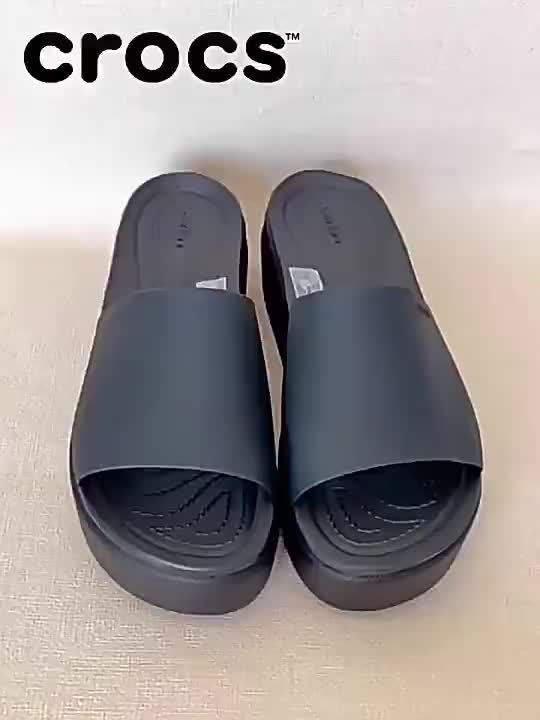 รองเท้า Croc แท้ BROOKLYN SLIDE รองเท้าแตะผู้หญิงรัดส้นสำหรับไปทะเล ทรง ...