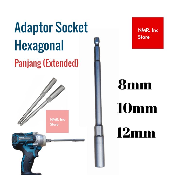 Adaptor Socket Mata Kunci Shock Format Hexagonal Ukuran 8 10 12 mm ...