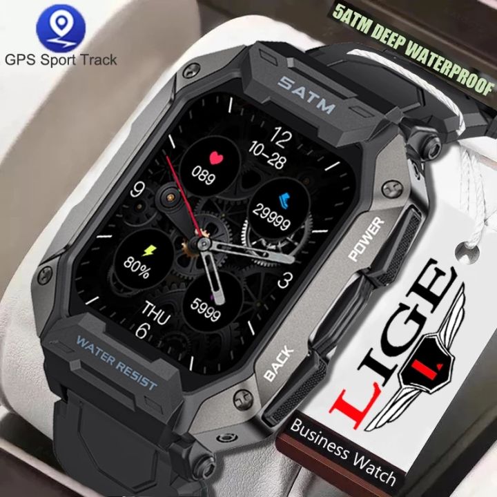 LIGE watch for mens 5ATM Depth Swim Waterproof Outdoor Sports Fitness ...