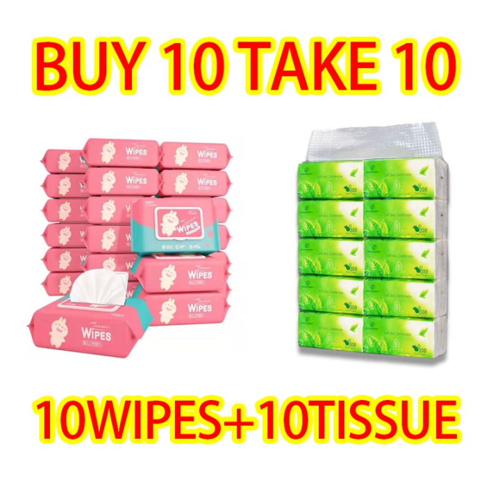 20PCS baby wipes and tissue Combo Unscented baby wipes 10 packs 80 ...