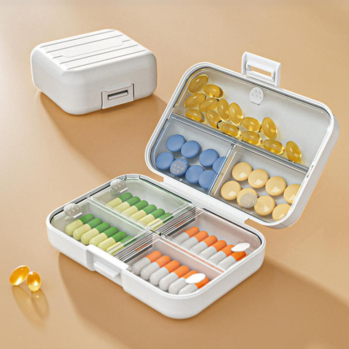 7 Grids Portable Mini Pill Box Double Sealed Medicine Storage Case Week ...