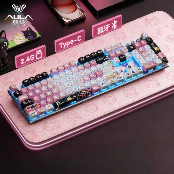 AULA | Wireless 3-Mode Gaming Office Mechanical Keyboard Hot-swappable ...