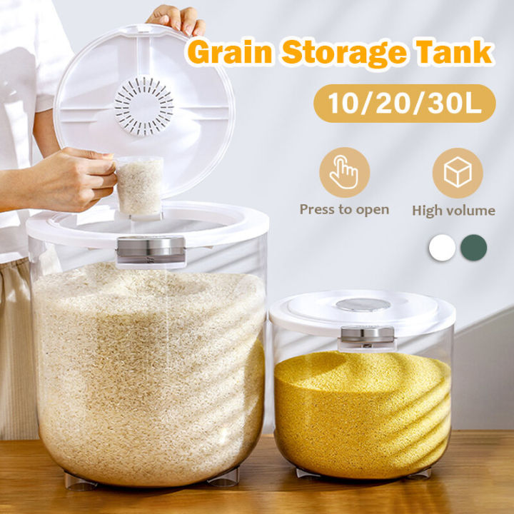 Rice Bucket 10/20/30L Transparent Rice Storage Box Rice Bucket with Lid ...