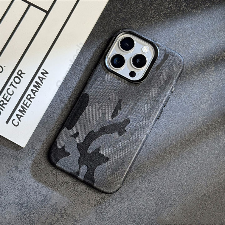Sanptoch For Magsafe Camouflage Velvet Phone Case For iPhone 15 / 14 ...