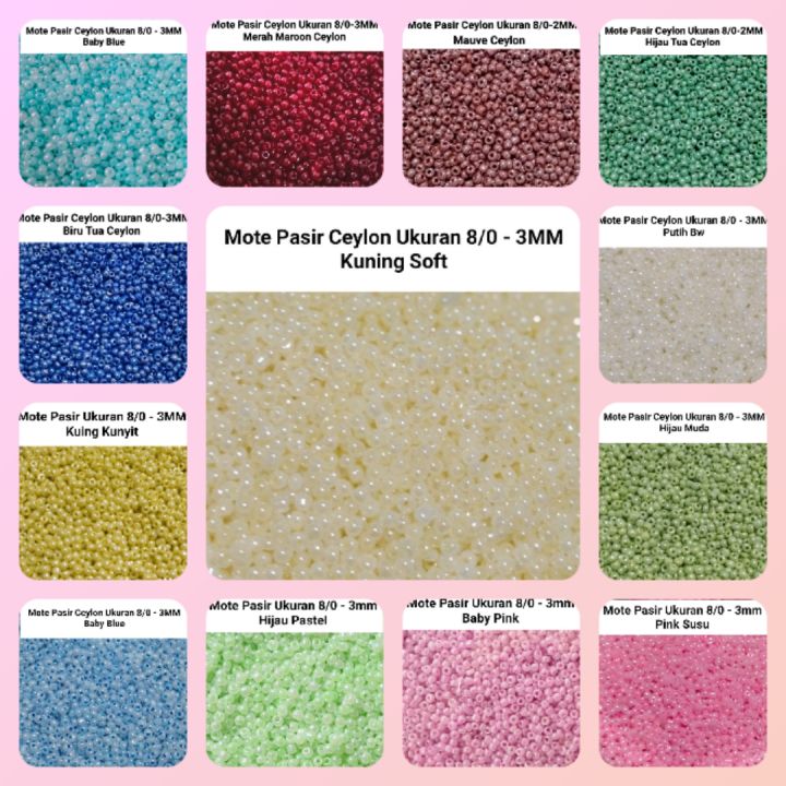 Manik Mote Payet Pasir Ceylon / Susu Ukuran 8.0/3MM - isi 20 gram ...