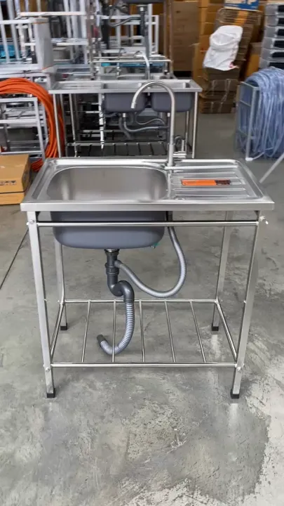 🎈Free faucets and drainers🎈80*45*78cm 304 stainless steel kitchen sink ...