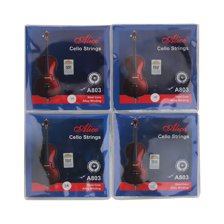 Alice A803 Cello Strings Steel Core Alloy ไขลานสําหรับ 1/2 1/8 1/4 3/4 ...