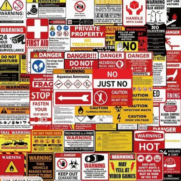 75 New Warning Safety Stickers Warning Signs PVC Stickers | Lazada