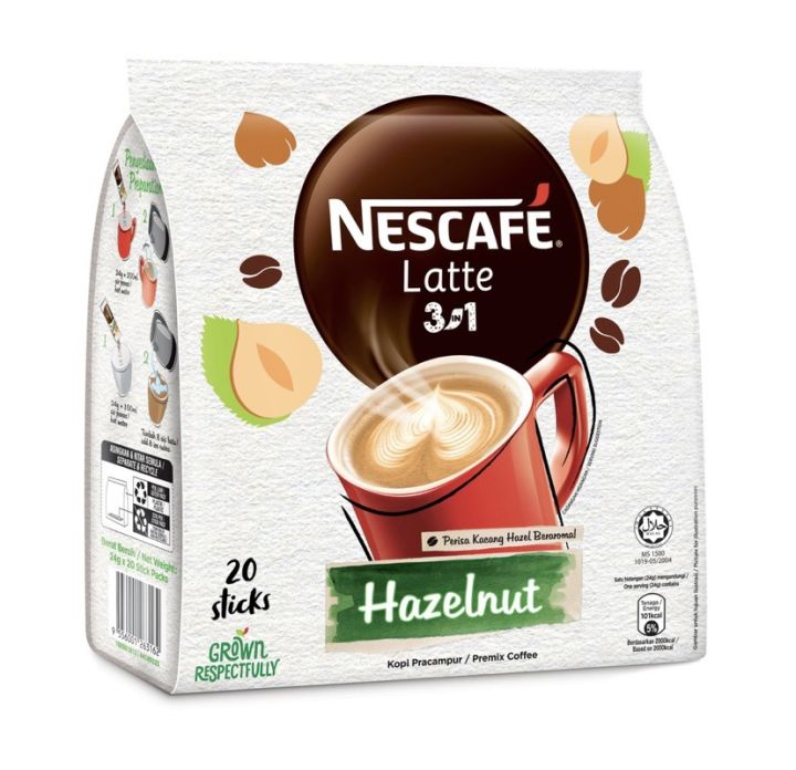 Nescafe Coffee 3in1 Latte Hazelnut 20sticks(Imported From Malaysia ...
