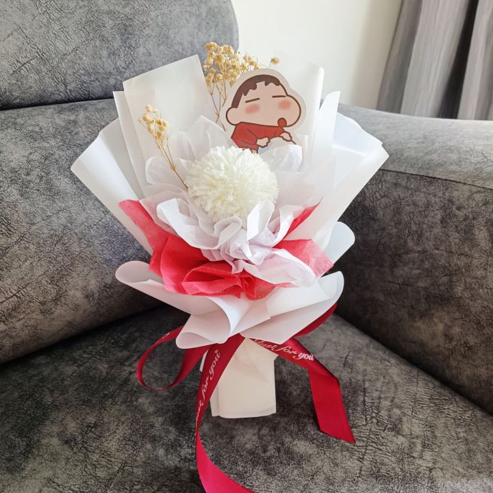Crayon Shin Chan Bouquet Baby Breath Pompon Flowers Christmas Flowers ...