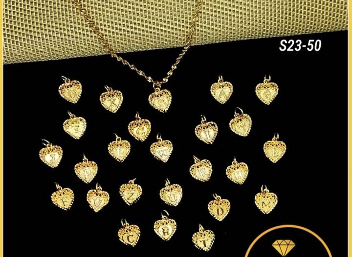 Nacklace Set Rantai Huruf Alphabet Emas Korea 24K Cop 916 | Lazada