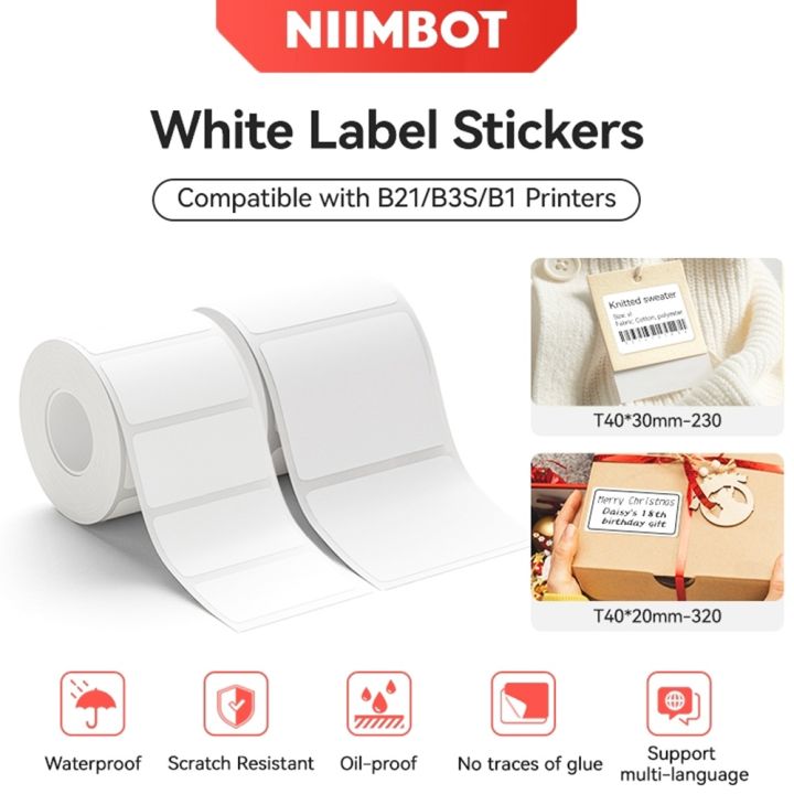 Niimbot White Label Paper For B1/B21/B3S Thermal Label Printer Adhesive Stickers UV Price Tag ...